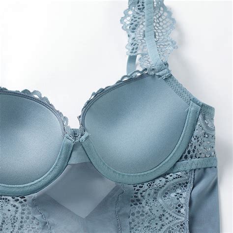 Badu Bg Секси дамско бельо Цяло дантелено боди за жени Подплатена чашка Цветен модел с банели 4