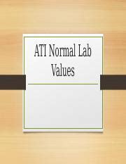ATI Normal Lab Values Pptx ATI Normal Lab Values Cardiac Enzymes