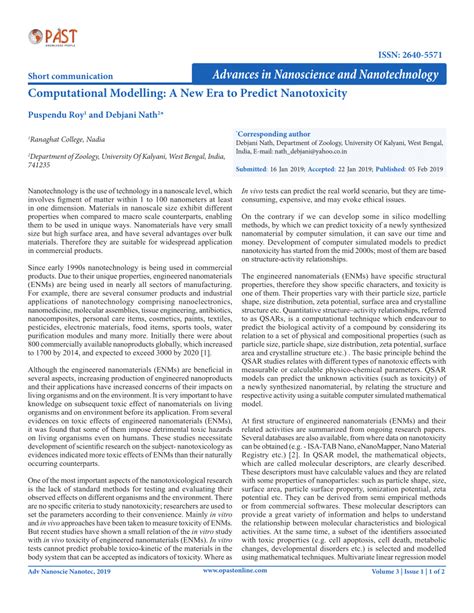 Pdf Computational Modelling A New Era To Predict Nanotoxicity