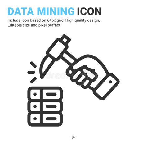 Data Mining Icon Vector With Glyph Style Isolated On White Background Vector Illustration