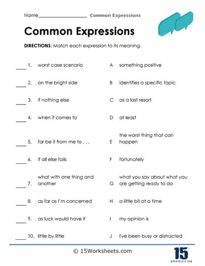 Common Expressions Worksheets Language 15