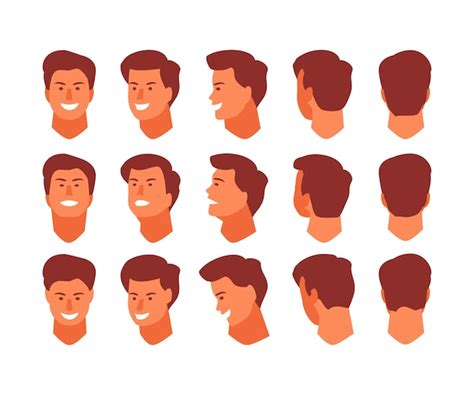 Man Head View From Different Angles Face Front Side Top Bottom Back