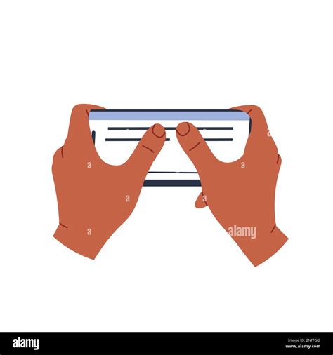 Phone In Hand Scrolling Information Search Social Networks Flat