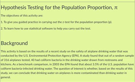 Solved Hypothesis Testing For The Population Proportion A Chegg