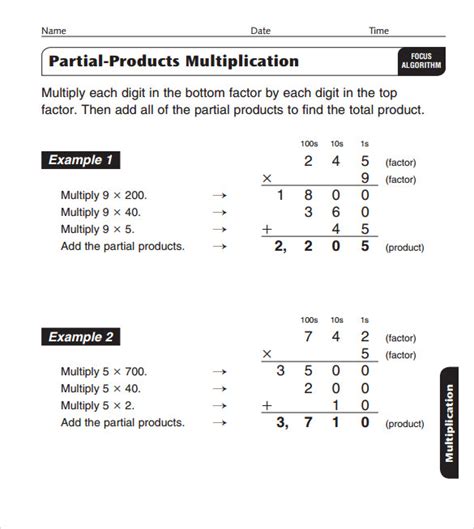 Free 8 Sample Vertical Multiplication Facts Worksheet Templates In Pdf