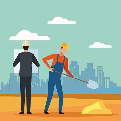 Ilustración De Trabajador De La Construcción Y Arquitecto Y Más