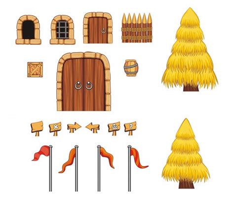 premium vector set of game asset and prop