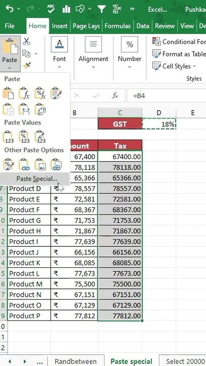 calculate tax in excel excel exceltips exceltutorial msexcel shorts youtubeshorts youtube