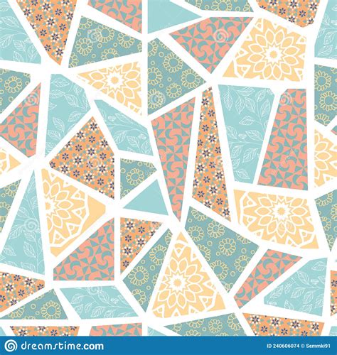 Vector Background Bright Abstract Mosaic Seamless Pattern Ceramic Tile Fragments Colorful
