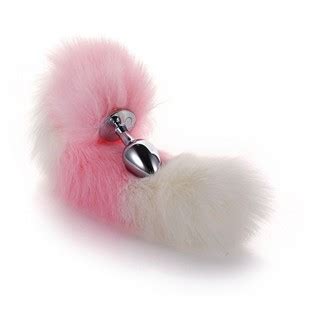 Kit Raposinha Plug Anal P Com Rabo De Raposa Tiara Orelha Raposa Rosa E Branco Sex Shop