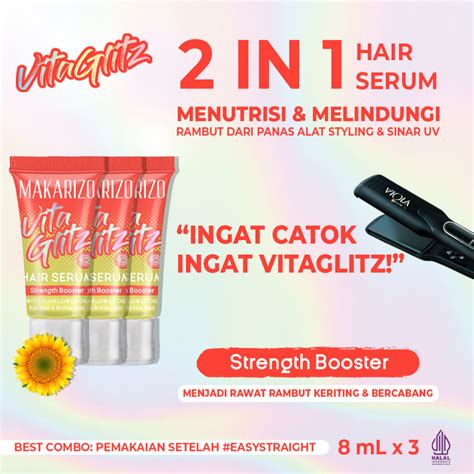Jual Paket Isi Makarizo Vitaglitz Hair Serum Strength Booster Serum Rambut Tube Ml