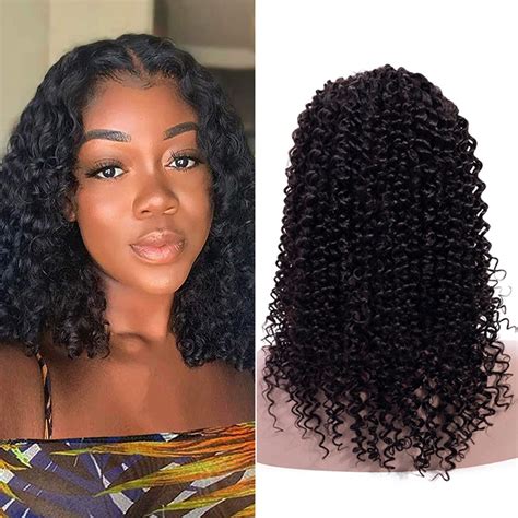 150 Density Human Hair Wig Kinky Curly Lace Front Wigs Natural Color