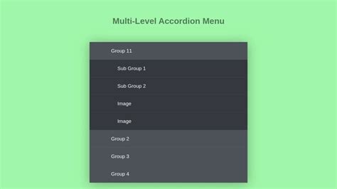Codepen Multi Level Accordion Menu