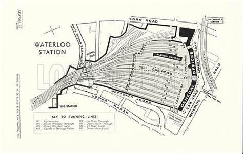 Waterloo Station Plan And Key To Running Lines C 1948 Stock Image