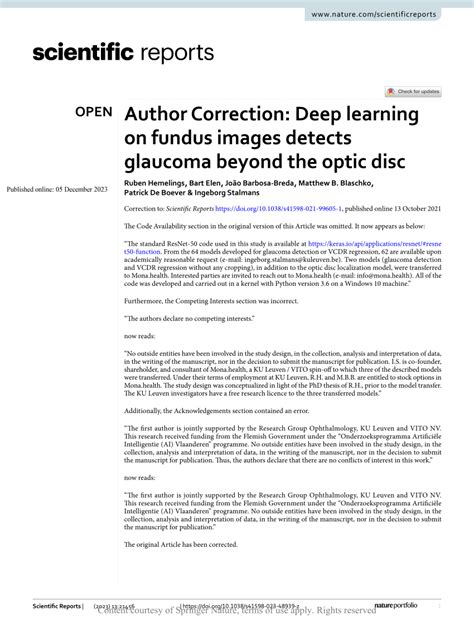 Pdf Author Correction Deep Learning On Fundus Images Detects Glaucoma Beyond The Optic Disc