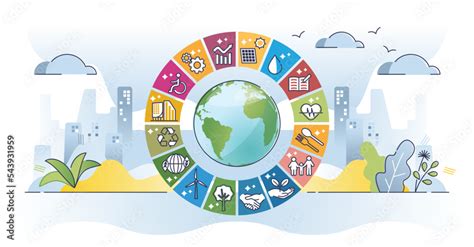Sdg Or Sustainable Development Goals By United Nations Outline Concept Interlinked Global
