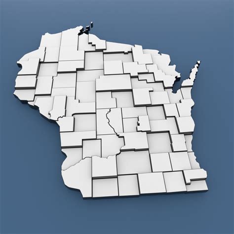 3d Wisconsin Counties Map Of United States Of America Usa