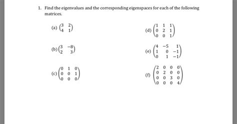 Solved Find The Eigenvalues And The Corresponding Chegg