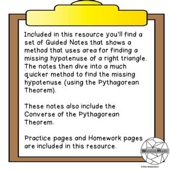 Pythagorean Theorem And Converse Guided Notes Practice Homework