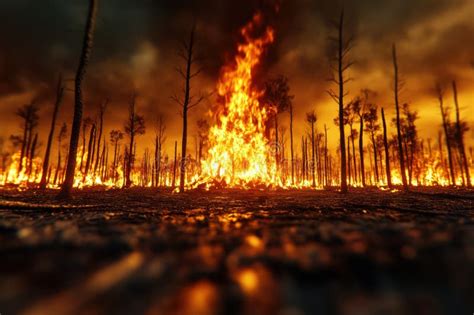 Blazing Forest Landscape A Fiery Background Of Burning Trees Stock Illustration Illustration