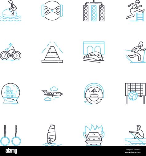 Exercise Realm Linear Icons Set Fitness Strength Endurance Health Cardio Flexibility