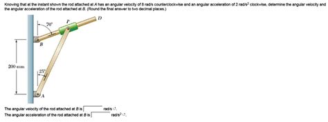 Knowing That At The Instant Shown The Rod Attached At A Has An Angular