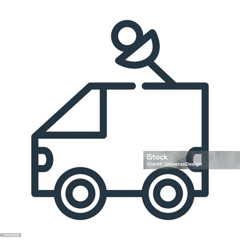 얇은 선 아이콘에 안테나가 있는 트럭 안테나 역학 개념에서 자동차 선형 아이콘 절연 윤곽 기호 웹 디자인 및 앱에 대한 벡터 그림 기호 요소입니다 0명에 대한 스톡 벡터