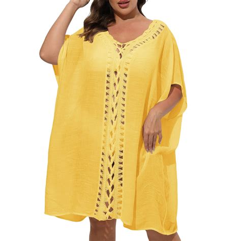Fsqjgq Plus Size Swimsuit Coverups For Women Half Sleeve Pullover Loose