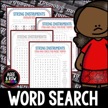 String Instruments Word Search With Digital Resources By Agee And Row