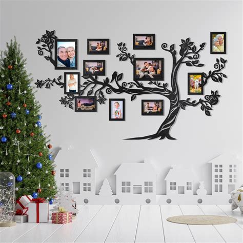 Мультирамка для фото колаж фоторамка з дерева Сімейне Дерево композиція колаж 00999 чор 200