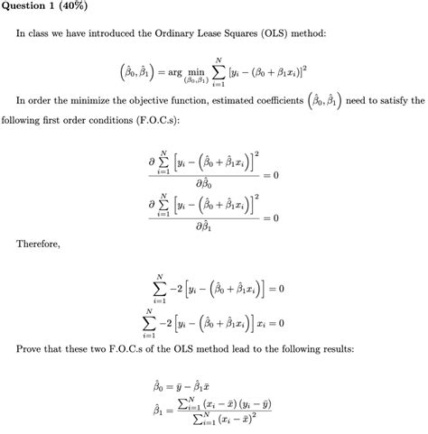 Solved Question 1 40 In Class We Have Introduced The