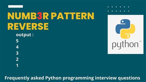 Number Reverse Pattern Skilltimate Pythonprogramming Interviewquestions Pythoncoding Python