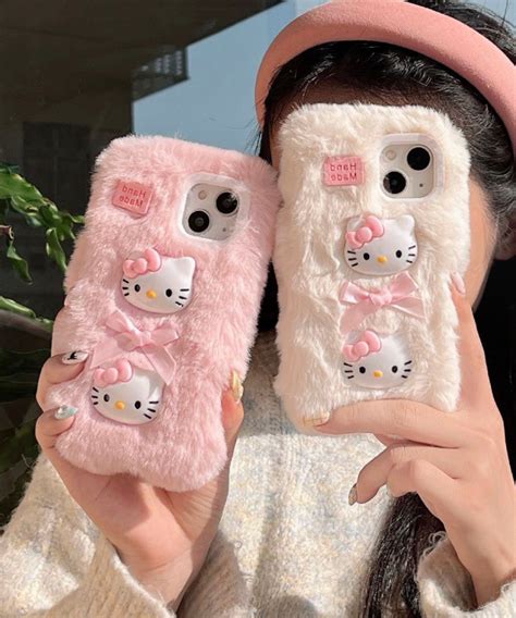 핑크 리본 키티 털케이스 키치 아이폰 아이폰케이스 키티케이스 헬로키티 헬로키티케이스 아이폰키티 아이폰헬로키티 겨울케이스 핑크케이스 화이트케이스 리본케이스 털 퍼 퍼케이스
