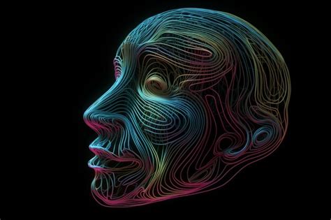 Premium Ai Image 3d Abstract Human Head Made With Curvy Lines