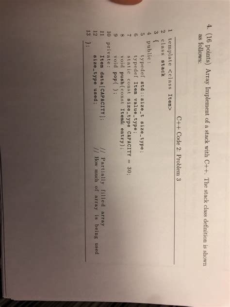 Solved 4 16 Points Array Implement Of A Stack With C