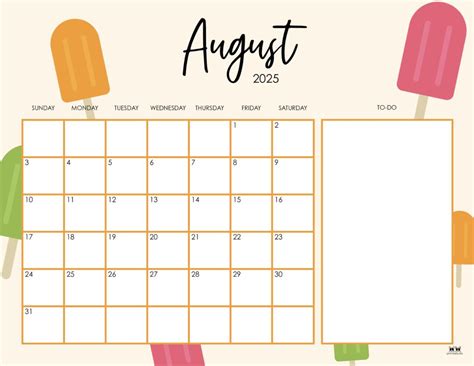 Cute Printable August Calendar 2025 Printable Calendar 2025