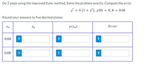 solved do 2 steps using the improved euler method solve the
