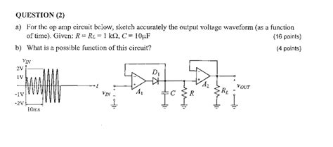 Solved Question 2 A For The Op Amp Circuit Below Sketch