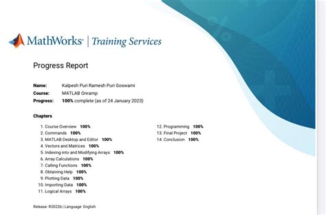 I Am Excited To Announce That I Have Completed The Matlab Onramp Course