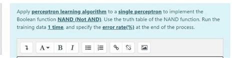 Solved Apply Perceptron Learning Algorithm To A Single
