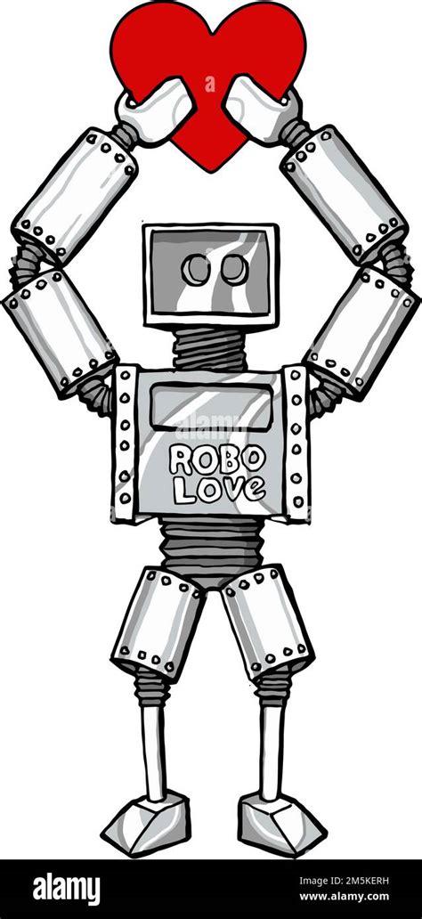 Cute Robot Holding A Heart Valentines Day Stock Vector Image And Art Alamy