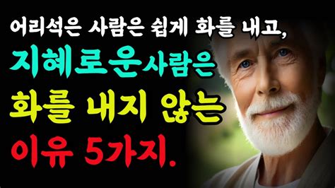 어리석은사람은 쉽게 화를내고 지혜로운사람은 화를 내지않는 이유5가지노자오디오북철학과 지혜옛성인들의지혜반복노후 인생 철학과 지혜 Youtube