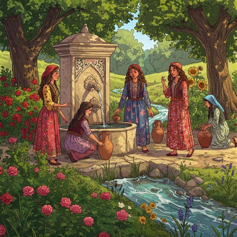 Persian Scenery Ancient Village Life Illustration Ancient Persian