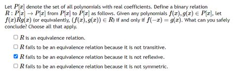 Solved Let P X Denote The Set Of All Polynomials With Real Chegg