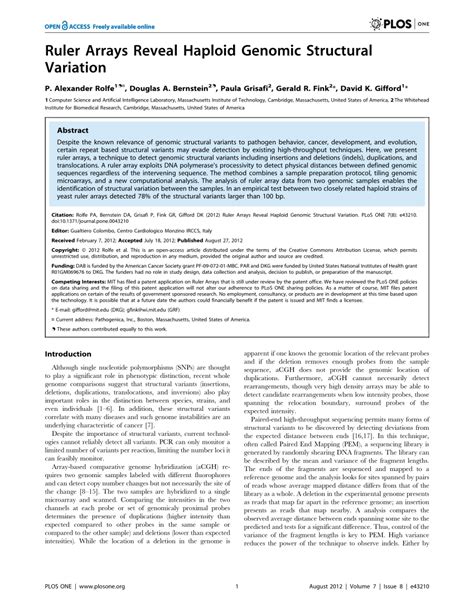 Pdf Ruler Arrays Reveal Haploid Genomic Structural Variation