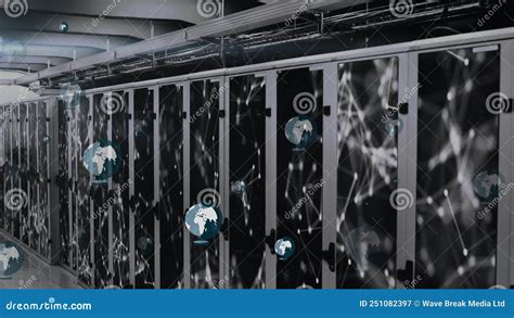 Animation Of Globe Icons Over Server Room Stock Video Video Of Earth Globe 251082397