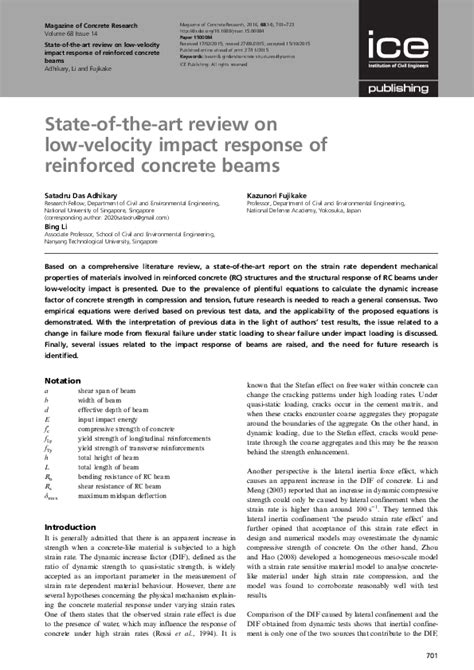 Pdf State Of The Art Review On Low Velocity Impact Response Of Reinforced Concrete Beams