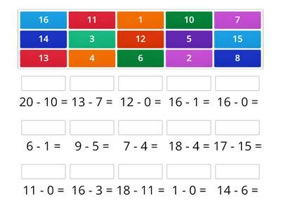 Subtraction To 20 Games Teaching Resources
