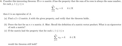 Solved Consider This Interesting Theorem If Nxn Matrix A Chegg