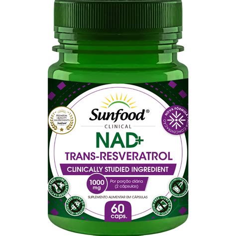 Nad Trans Resveratrol 1000mg 60 Cápsulas Sunfood Shopee Brasil